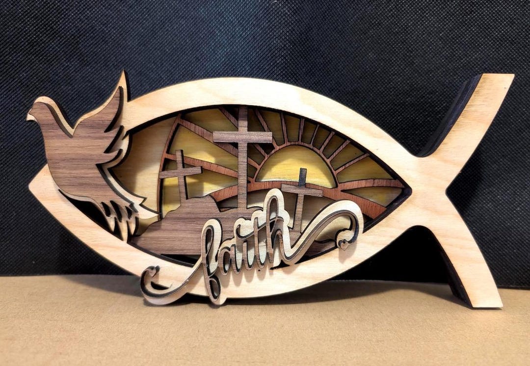 Wooden Layered Jesus Fish - Etsy