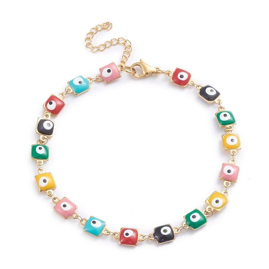 Evil Eye Square Chain Link Lucky Bracelet Block Negative Energies Good ...