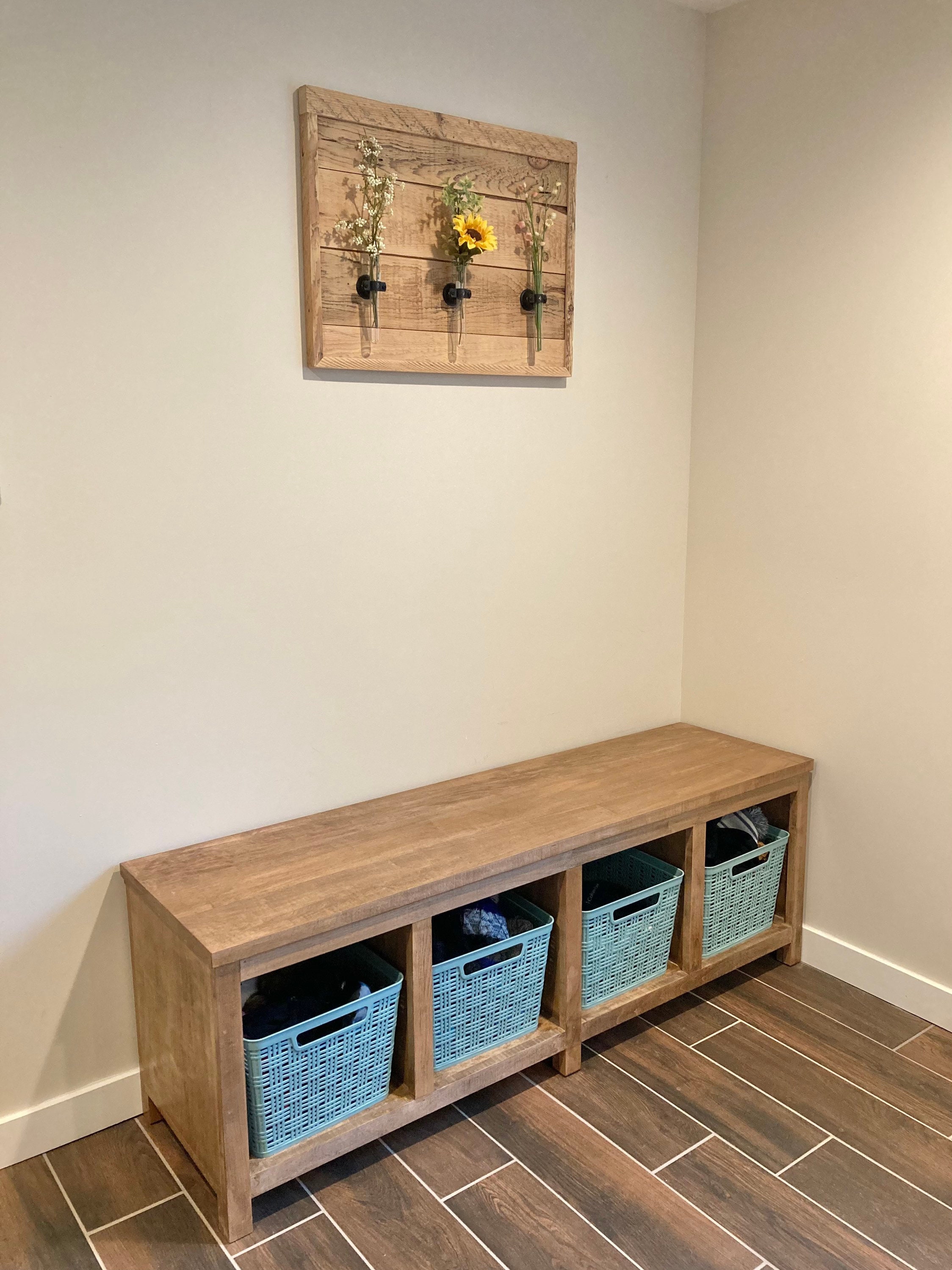 Reclaimed Farmhouse Wood Shiplap & Mini Vase Floral Wall Display - Etsy