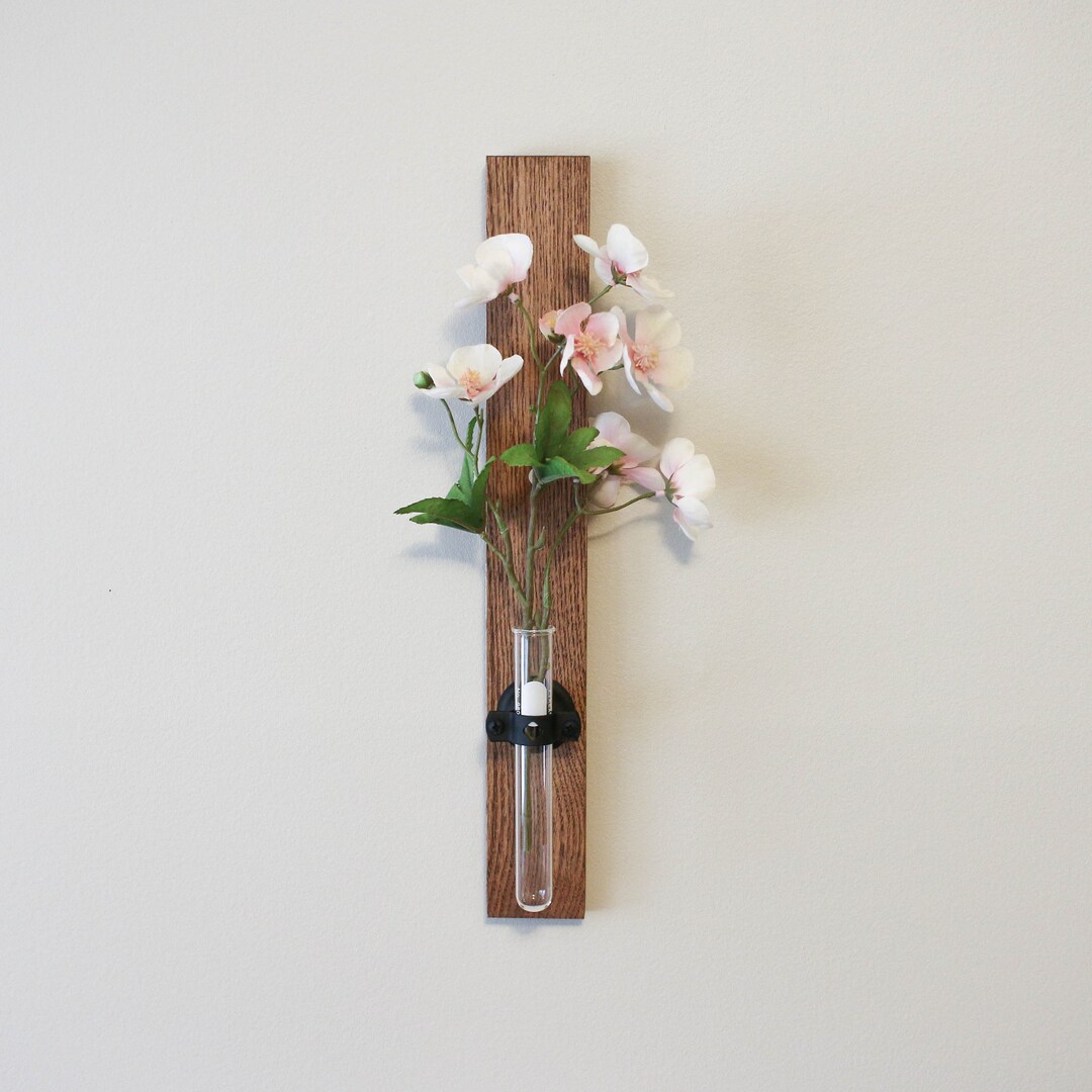 Solid Oak Single Test Tube Wall Mount Floral / Propagation Holder - Etsy