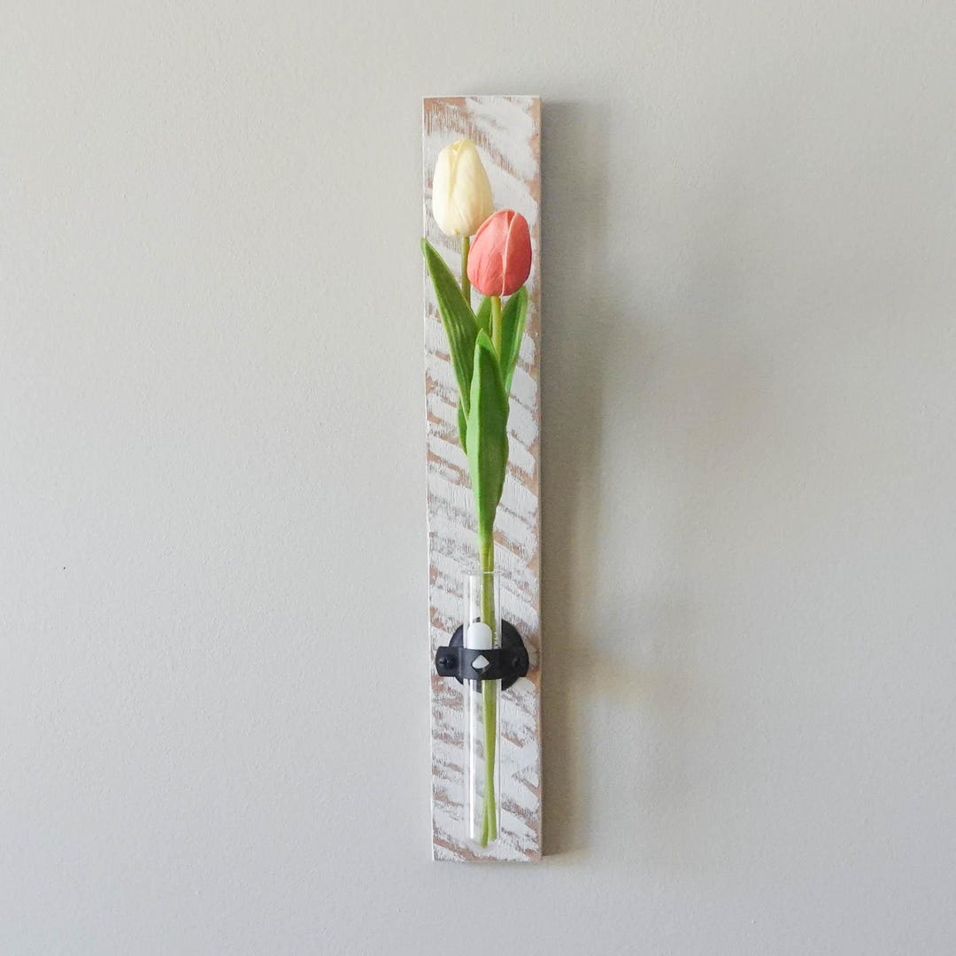 Distressed White Single Test Tube Wall Mount Floral / Propagation ...