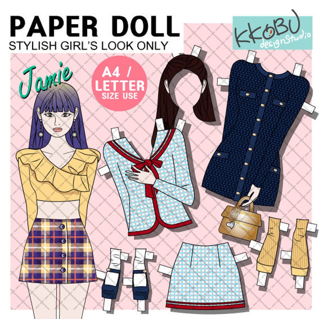 STYLISH GIRL’S LOOK Paper Doll Printable Instant Digital Download - Etsy
