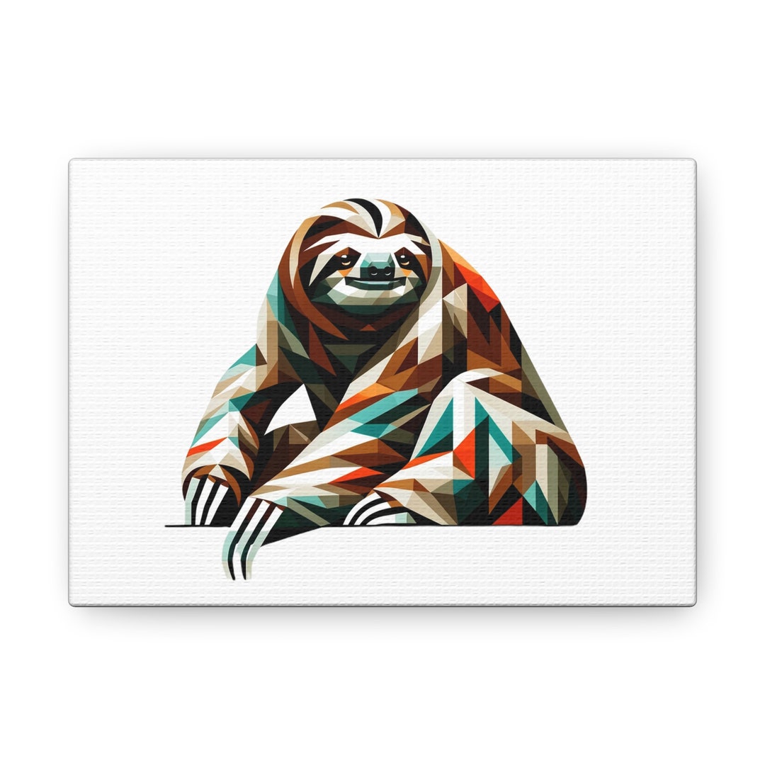 Cute Geometric Sloth Canvas Print - Etsy