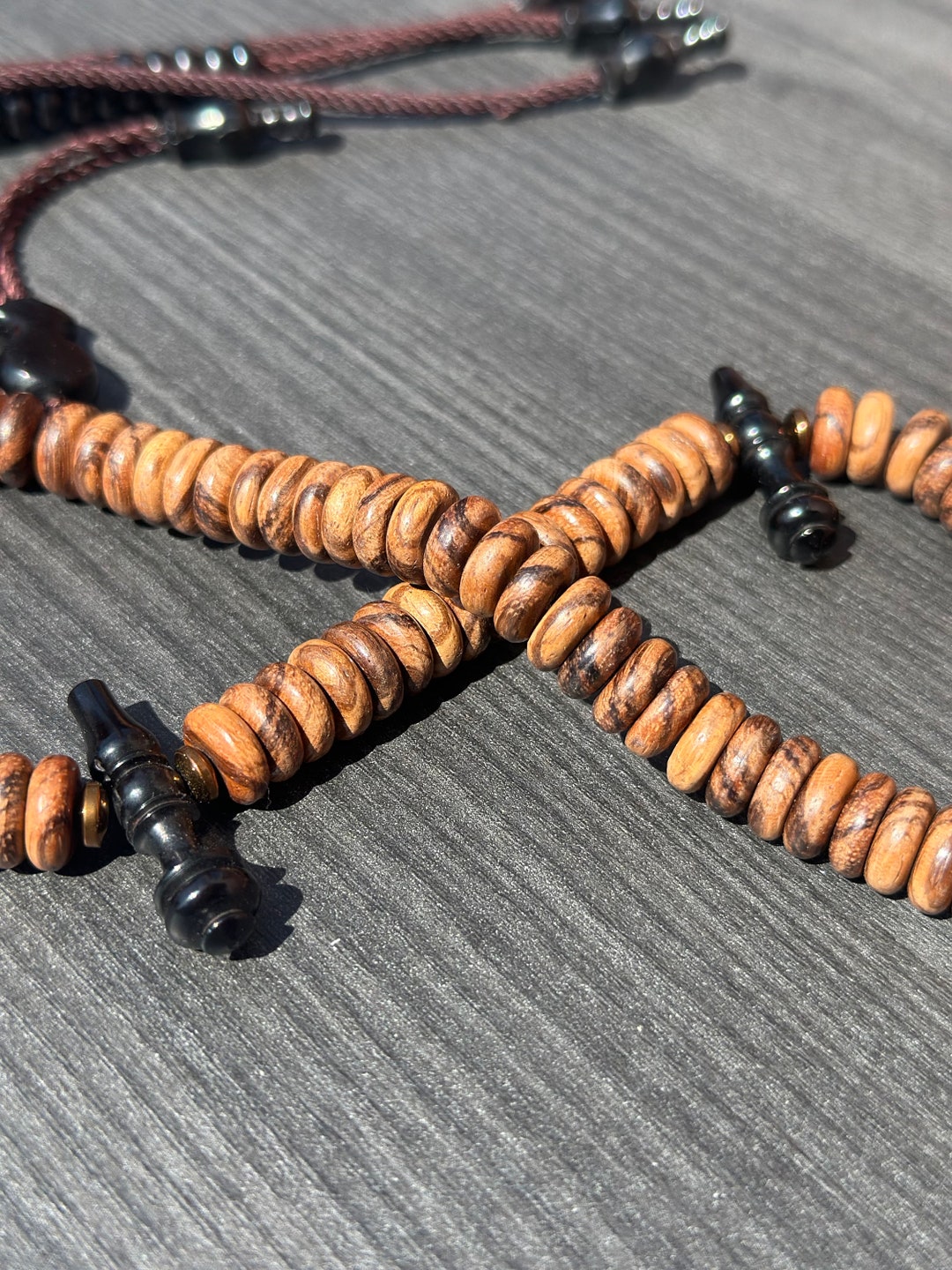 Sufico Small Tiger Ebony Tasbih Prayer Beads Handmade Wooden Tasbeeh ...