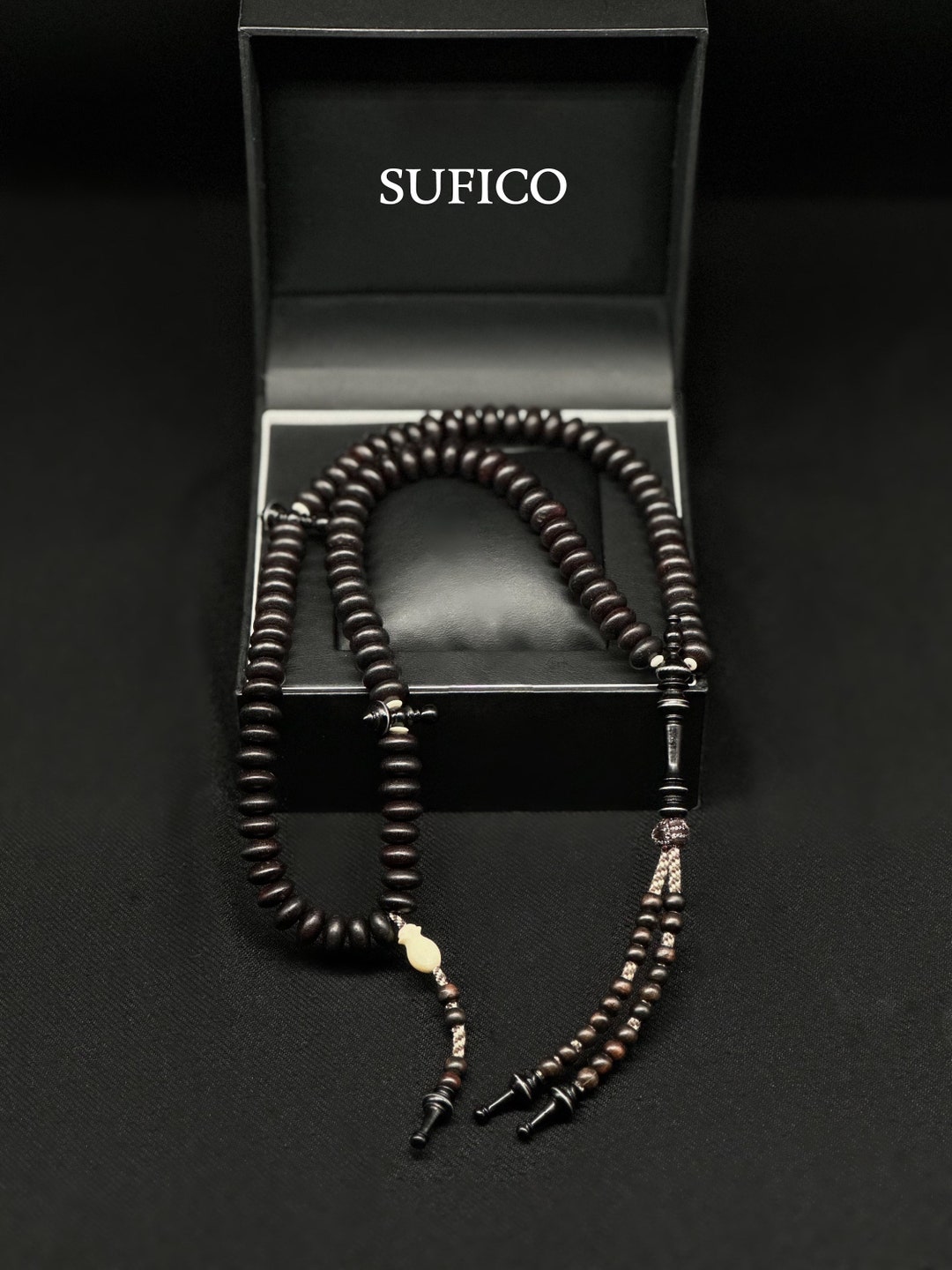 Sufico Pure Premium Ebony Tasbih Prayer Beads Handmade Wooden Tasbeeh ...