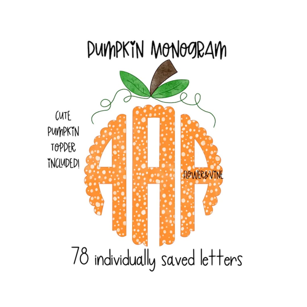 Polka Dot Pumpkin Monogram PNG, Alphabet Set, 78 Letters, Initials ...