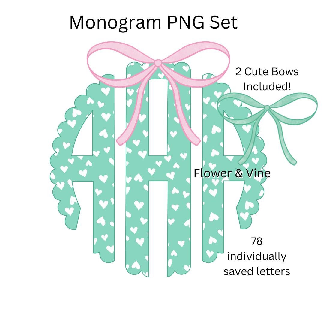 St Patty's Day Hearts Monogram Png Green Hearts Monogram PNG Coquette ...