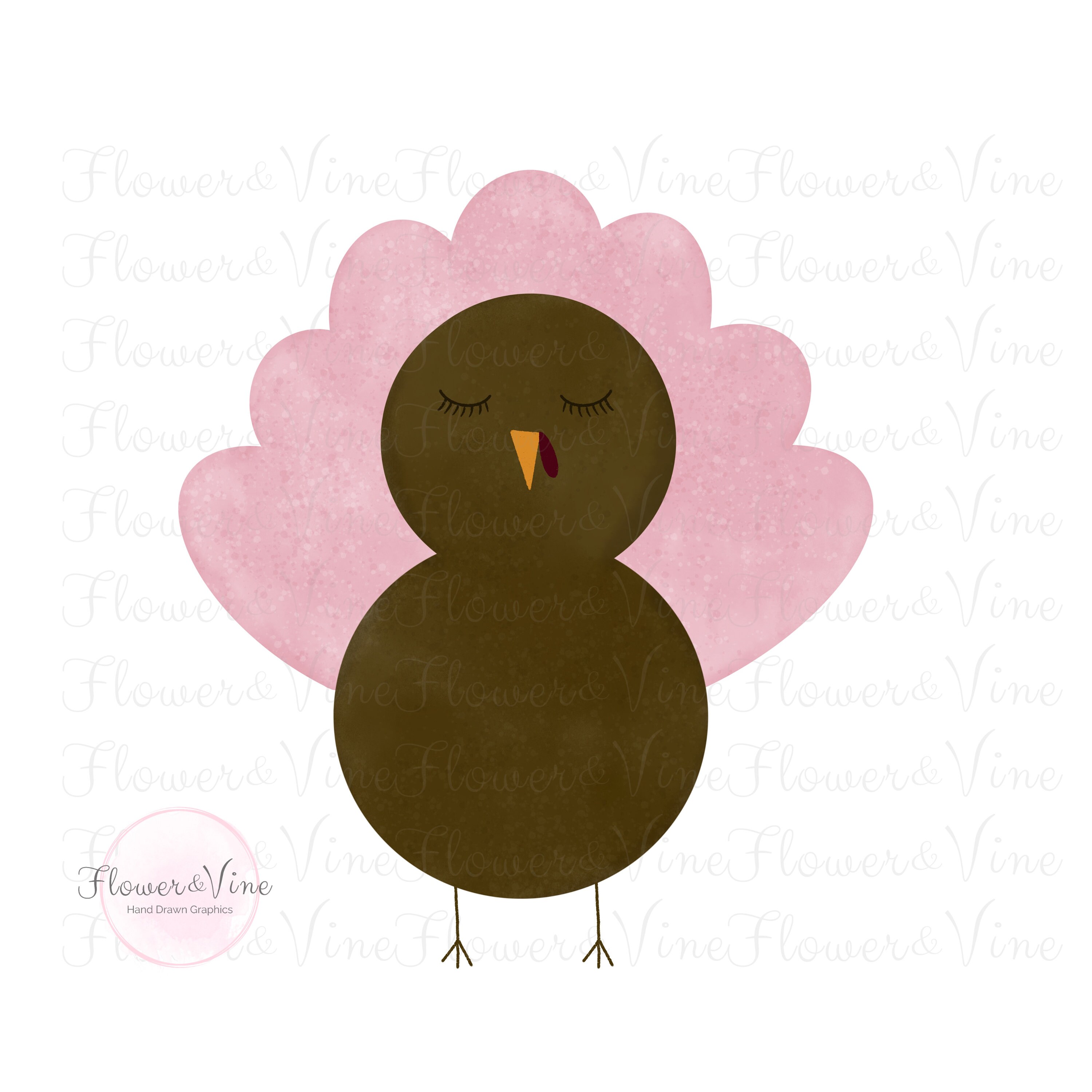 Watercolor Fall PNG Pink Thanksgiving Turkey clipart | Etsy