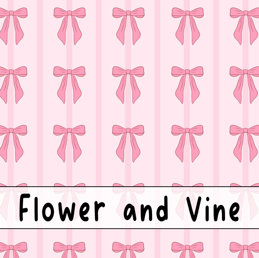 Pink Coquette Bow Stripes Seamless File on Pink, Girly Bow Seamless ...