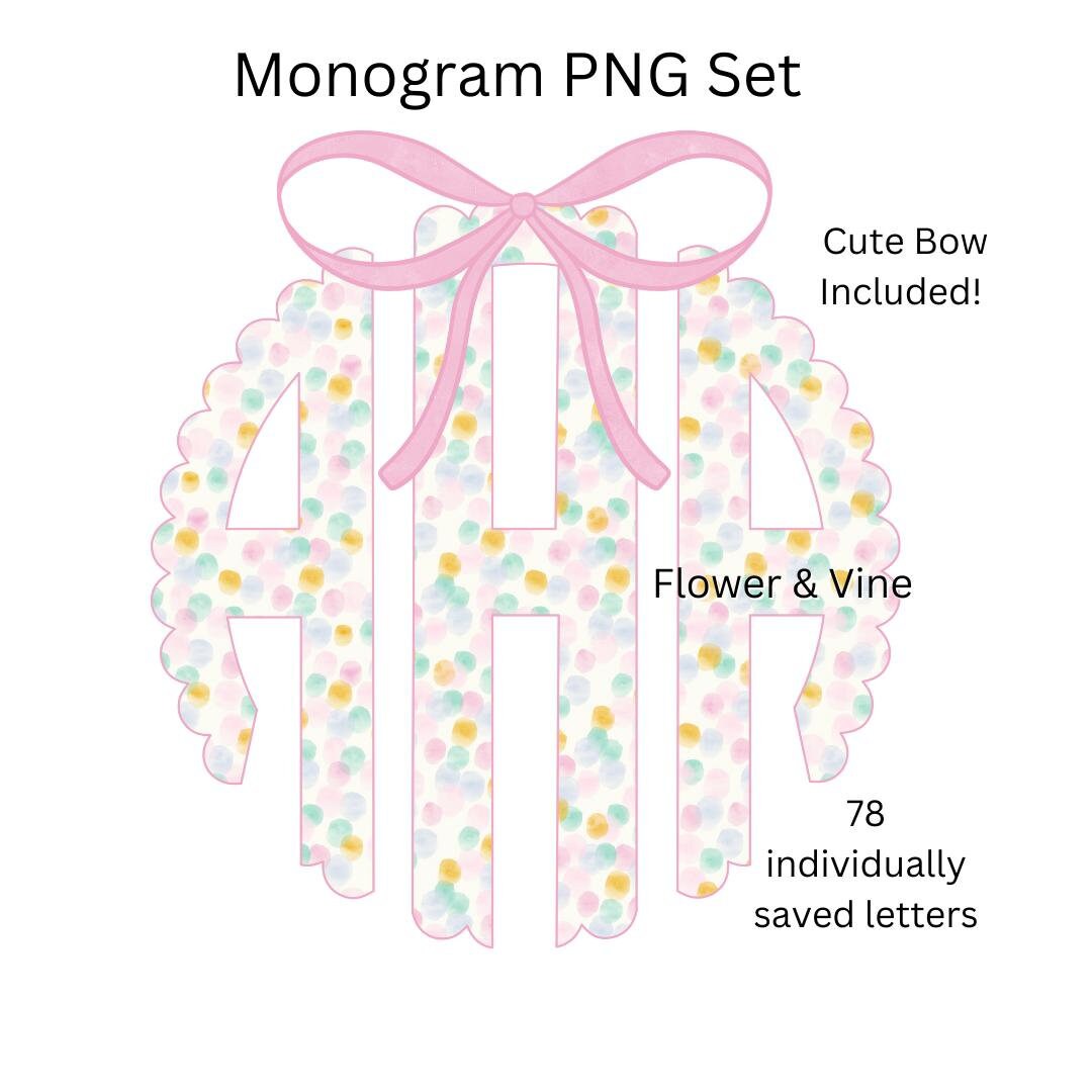 Watercolor Birthday Monogram PNG, Coquette Bow Monogram PNG Alphabet ...