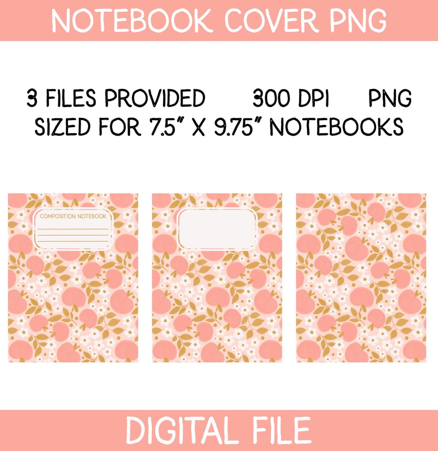 Printable Notebook Cover PNG Printable Notebook Sticker DIY Notecook ...