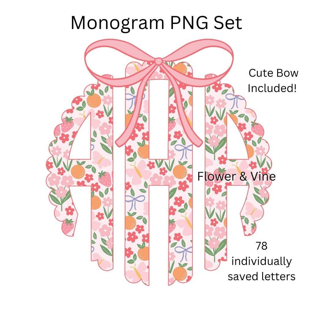 Cottage Core Butterflies Monogram PNG, Coquette Bow Monogram PNG ...