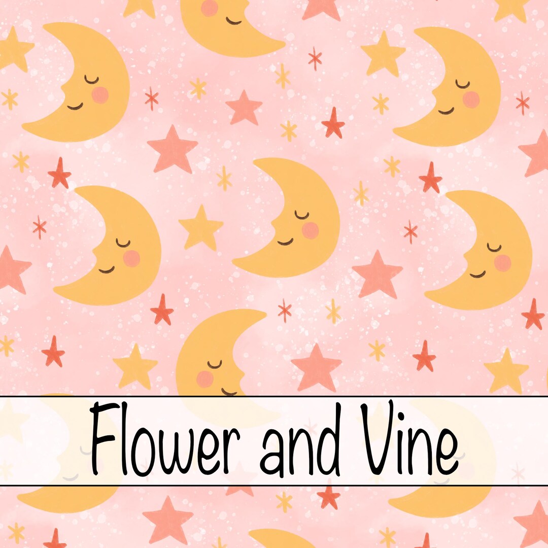 Pink Moons Seamless File Moon and Stars Seamless File Digital Paper ...