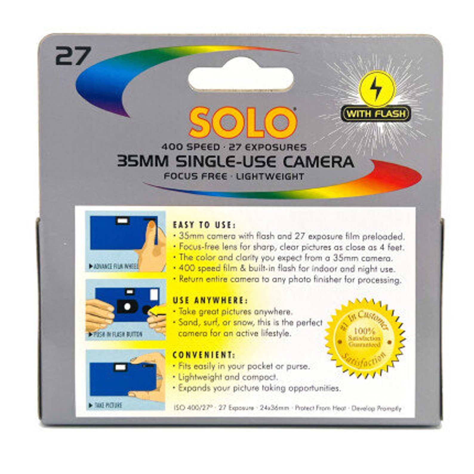 Solo Single Use Flash Camera 27 Exposure 400 ASA FILM - Etsy