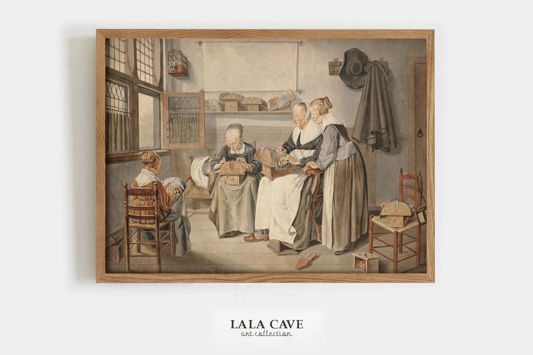 Women Making Lace Painting Instant Download . Seventeenth-century Dutch ...