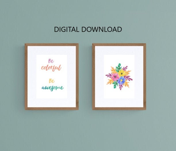 Be Colorful-be Awesome.watercolor,digital Download Print,living-room ...