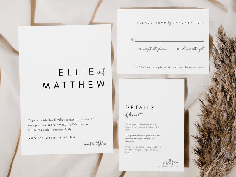 Minimal Wedding Invitation & Signs Bundle Modern Wedding - Etsy