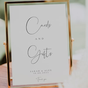 Elegant Cards and Gifts Sign Printable Template, Wedding Sign Template ...