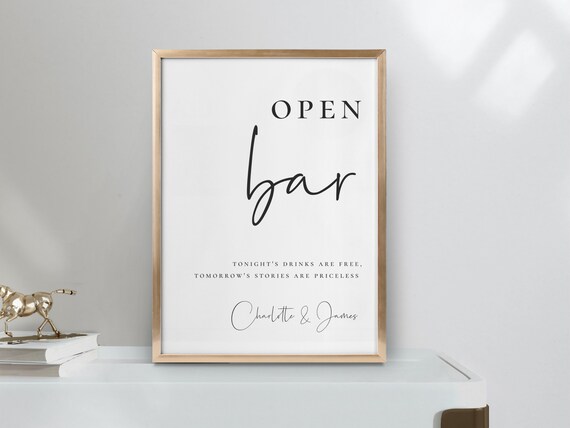 Minimal Open Bar Sign Template Modern Open Bar Sign Instant - Etsy