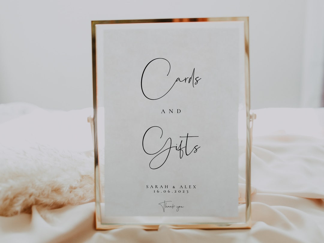 Elegant Cards and Gifts Sign Printable Template, Wedding Sign Template ...