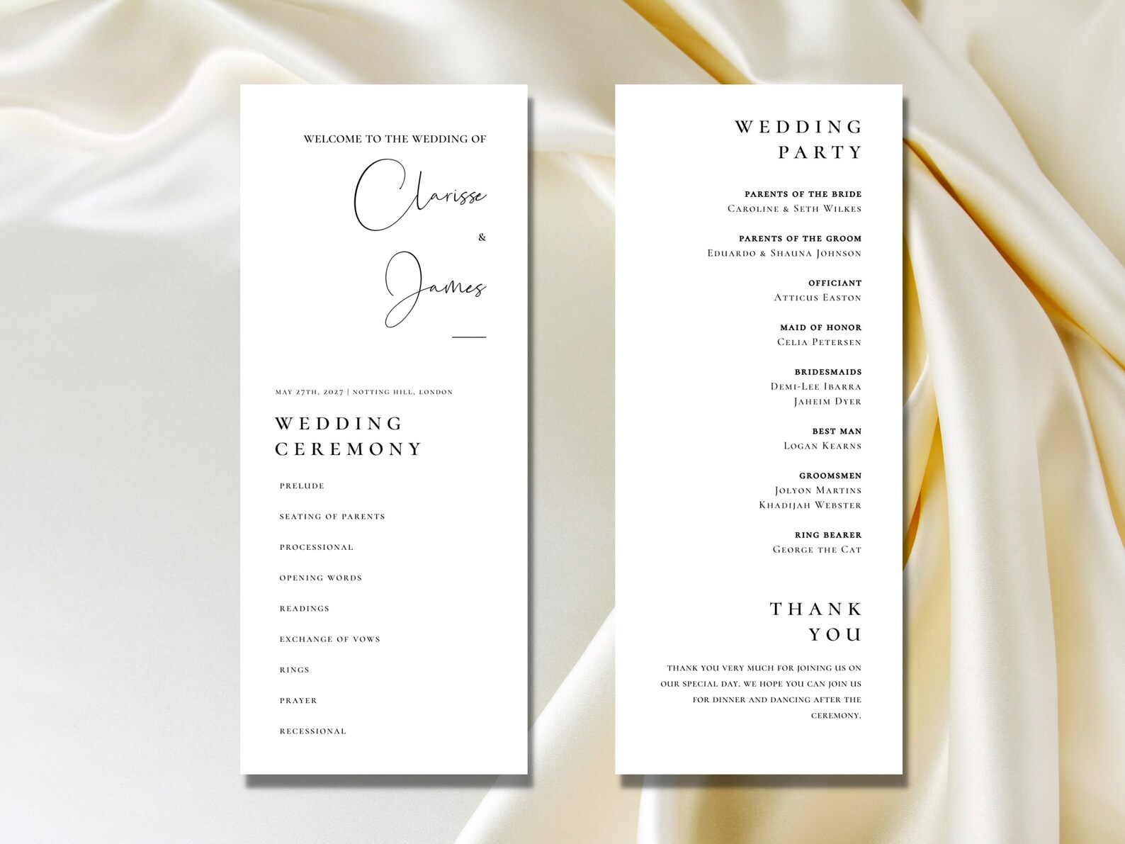 Modern Wedding Program Timeline Template Wedding Order of - Etsy