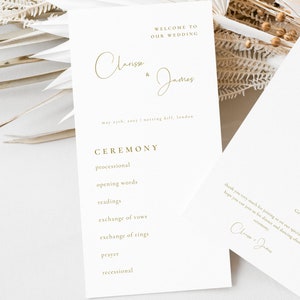 Minimalist Gold Wedding Program Template Download, Gold Wedding ...