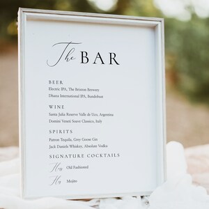 Minimalist Bar Sign Template, Modern Wedding Bar Sign, Wedding Drinks ...