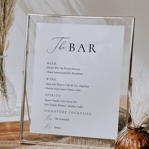 Minimalist Bar Sign Template, Modern Wedding Bar Sign, Wedding Drinks ...