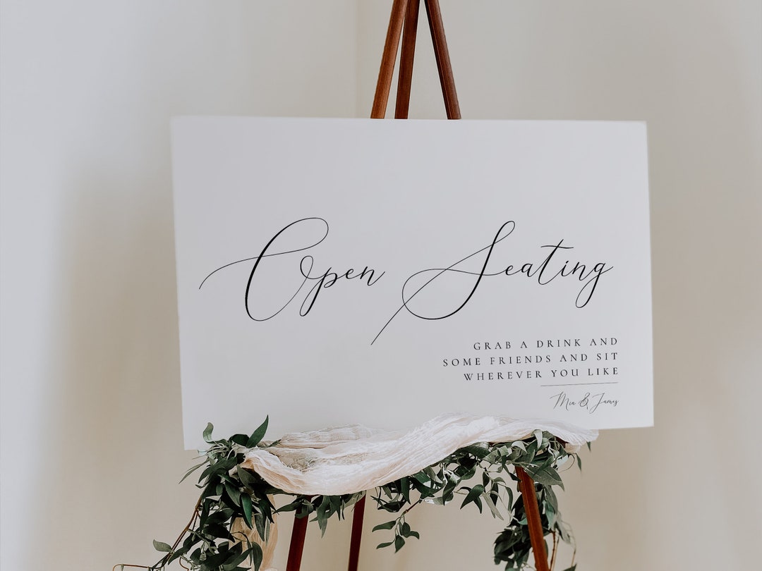 Minimal Open Seating Sign Template, Modern Wedding Sign Open Seating ...
