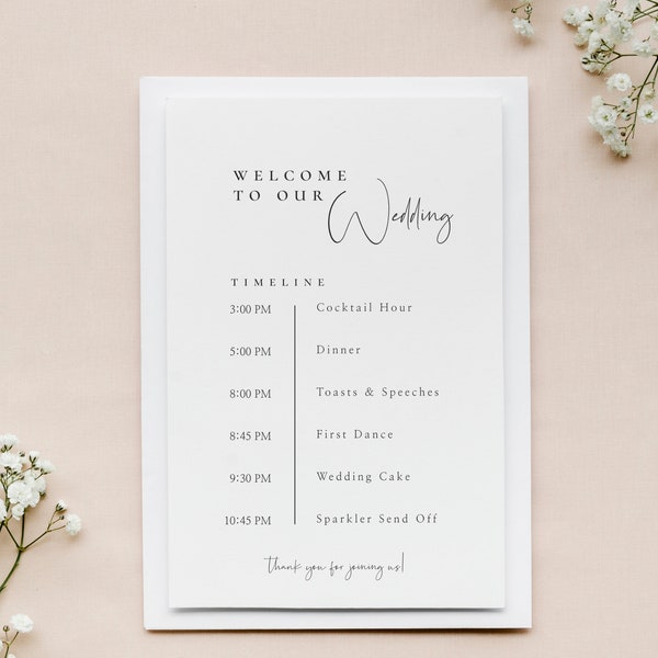 Wedding Reception Timeline Card - Etsy