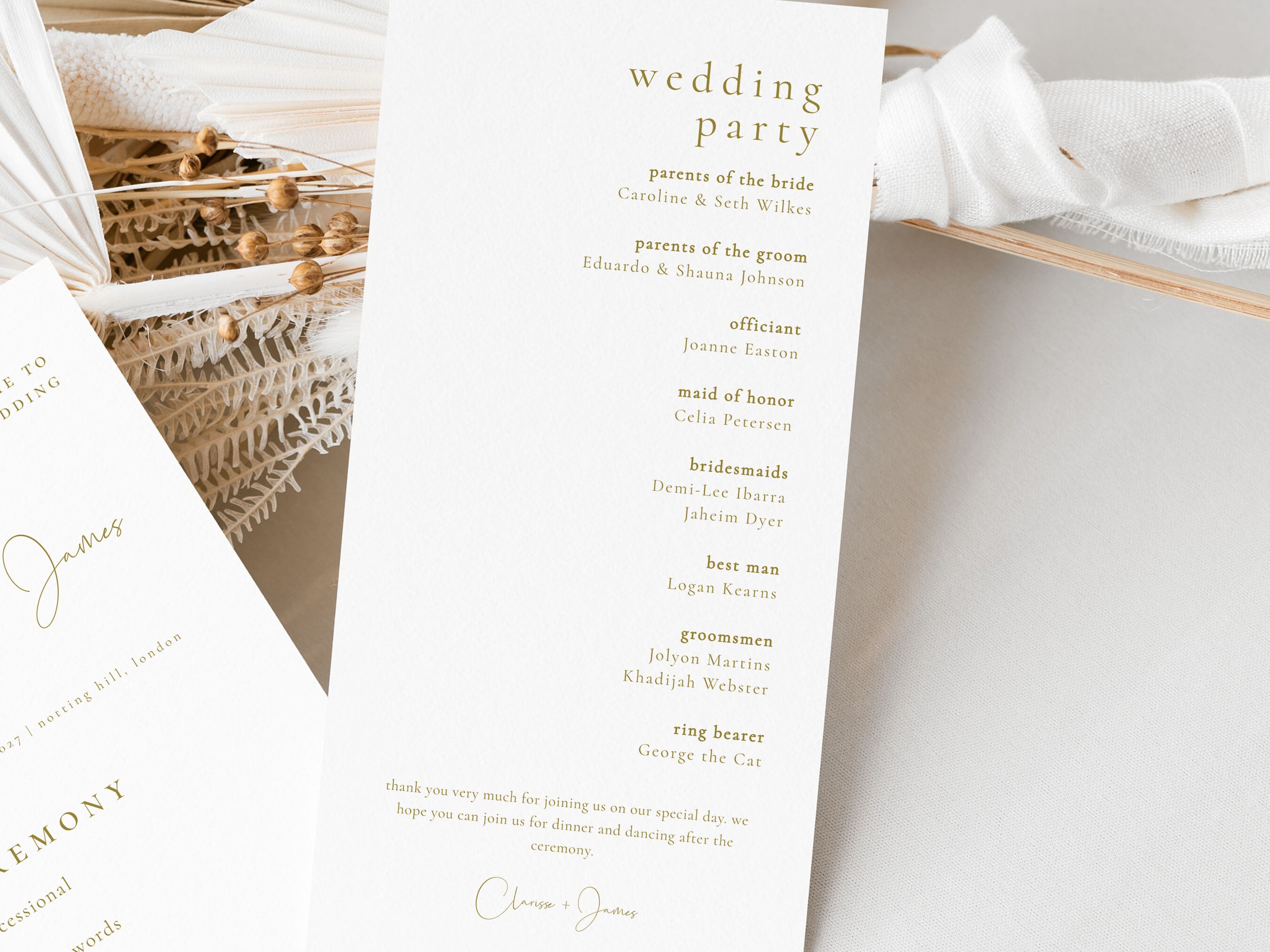 Minimalist Gold Wedding Program Template Download Gold - Etsy UK