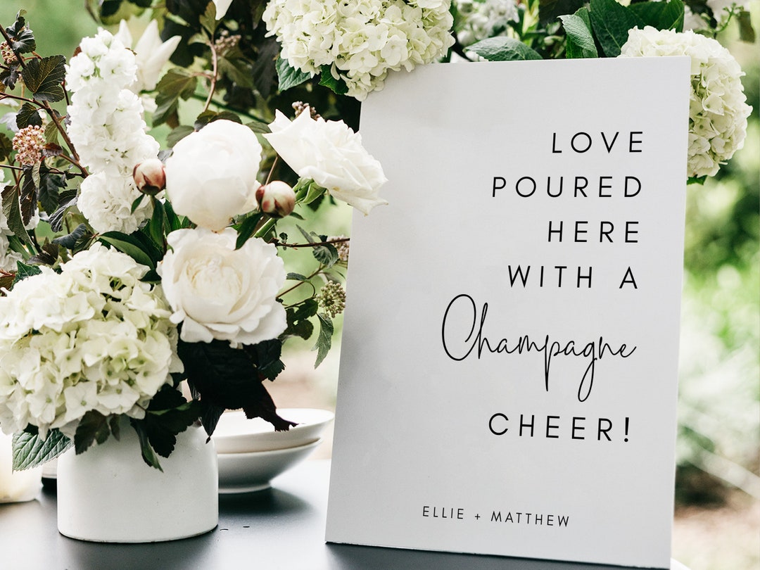 Elegant Champagne Toast Sign Template, Wedding Champagne Sign ...