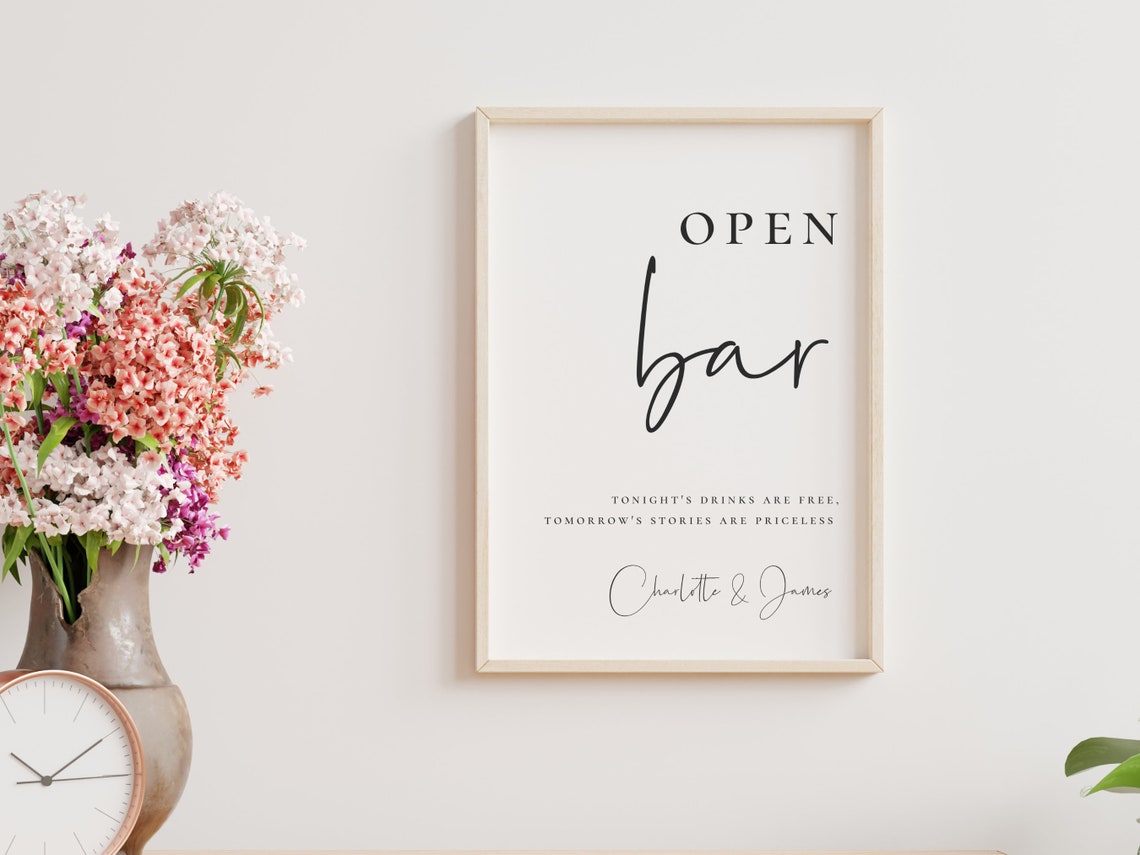 Minimal Open Bar Sign Template Modern Open Bar Sign Instant - Etsy
