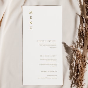 Minimalist Gold Menu Template, Modern Gold Wedding Menu Template ...