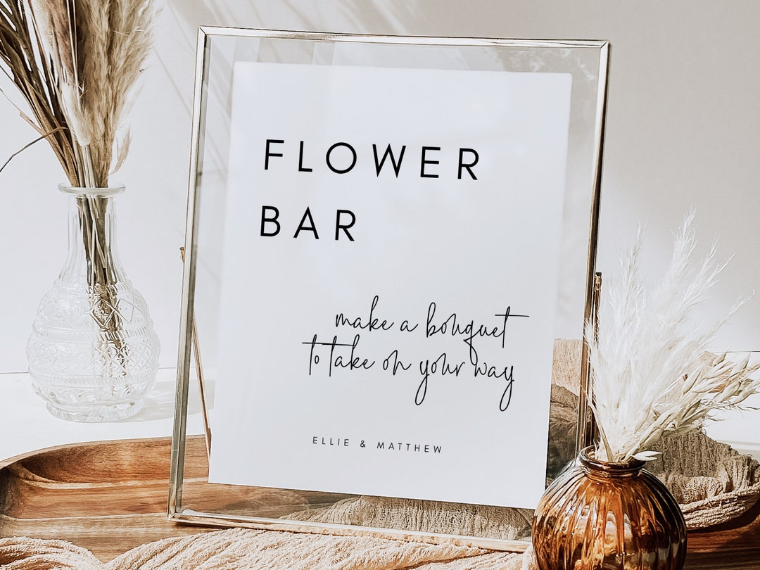 Minimal Wedding Flower Bar Sign, Modern Flower Bar Sign, Minimalist ...
