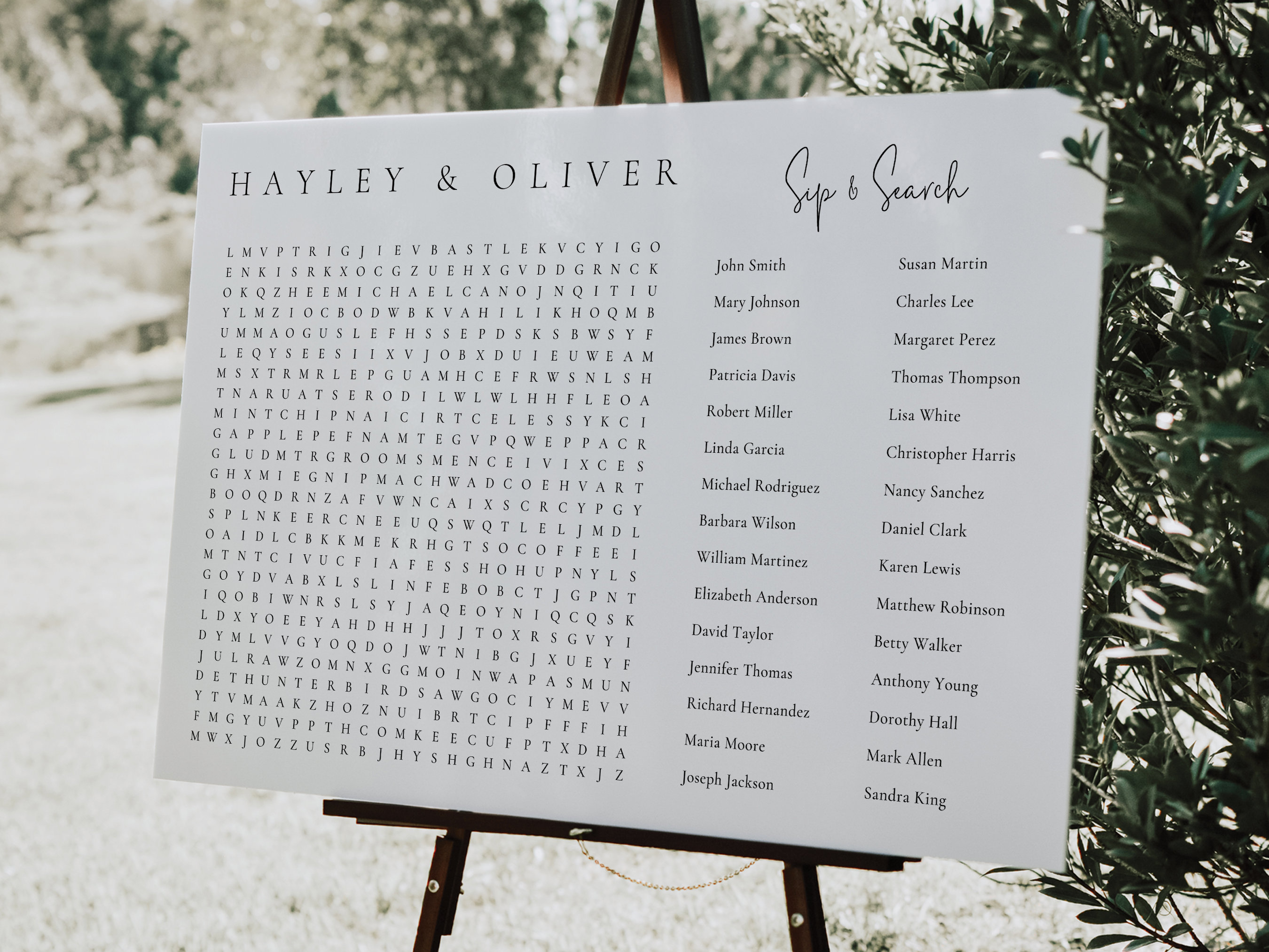 Guest List Word Search Extra Large Sip and Search Puzzle Wedding, Sip ...