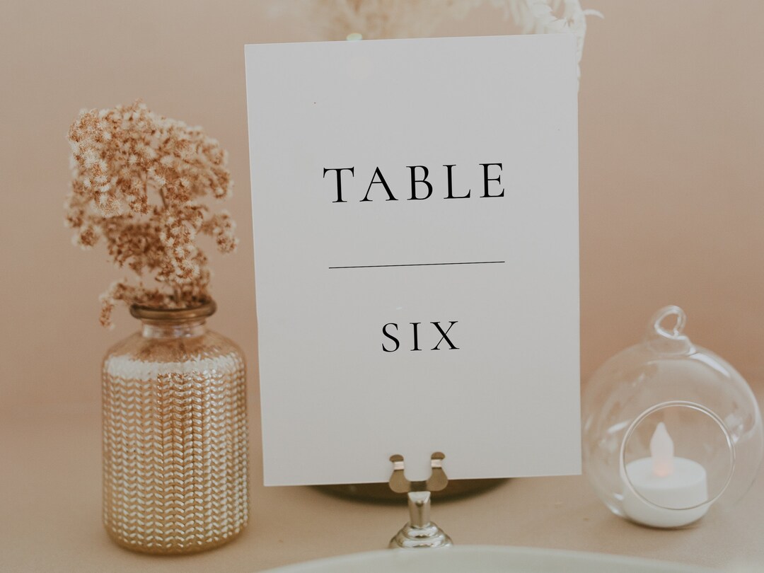 Printable Table Numbers, Minimal Table Numbers, Wedding Table Numbers ...