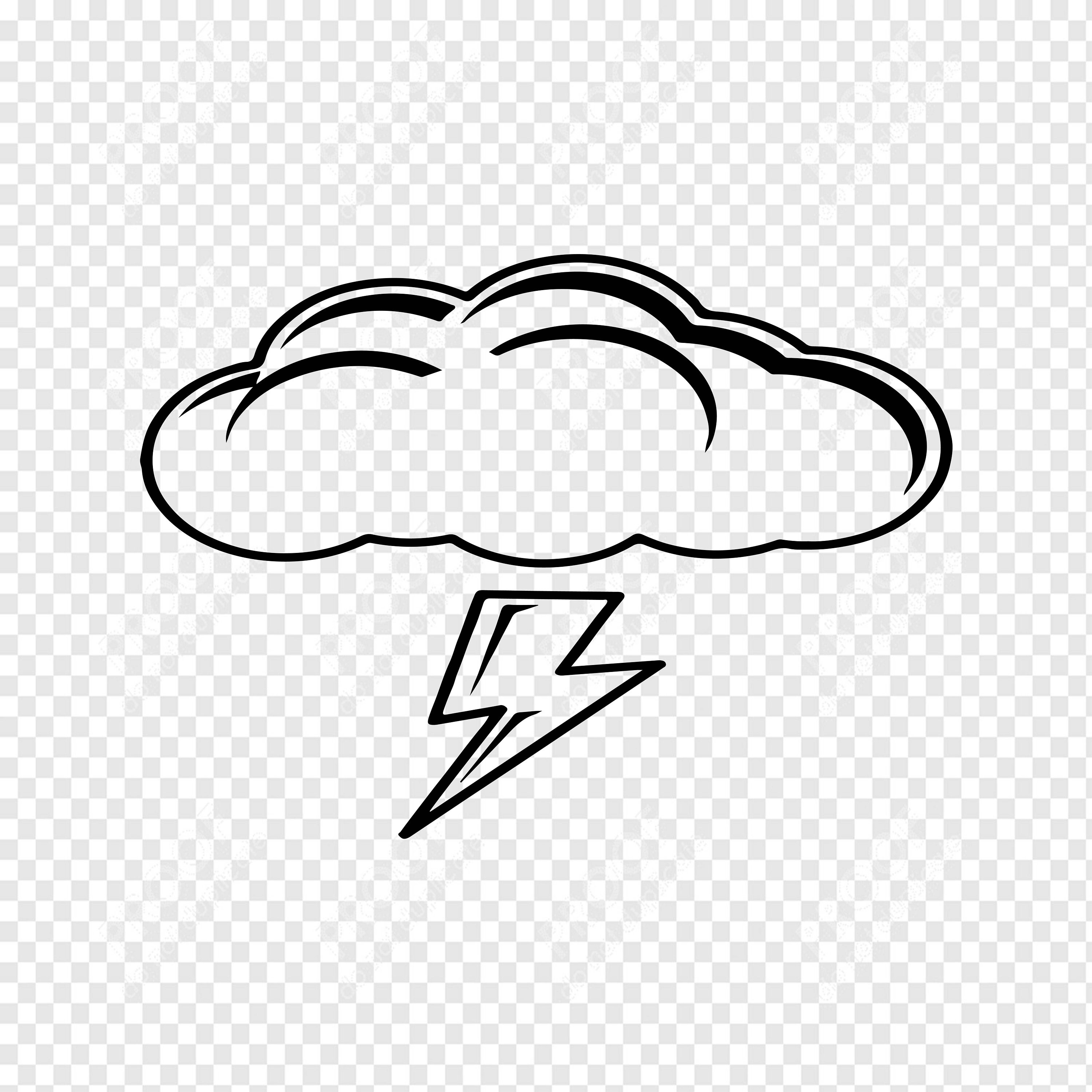 Lightning Bolt And Cloud Outline
