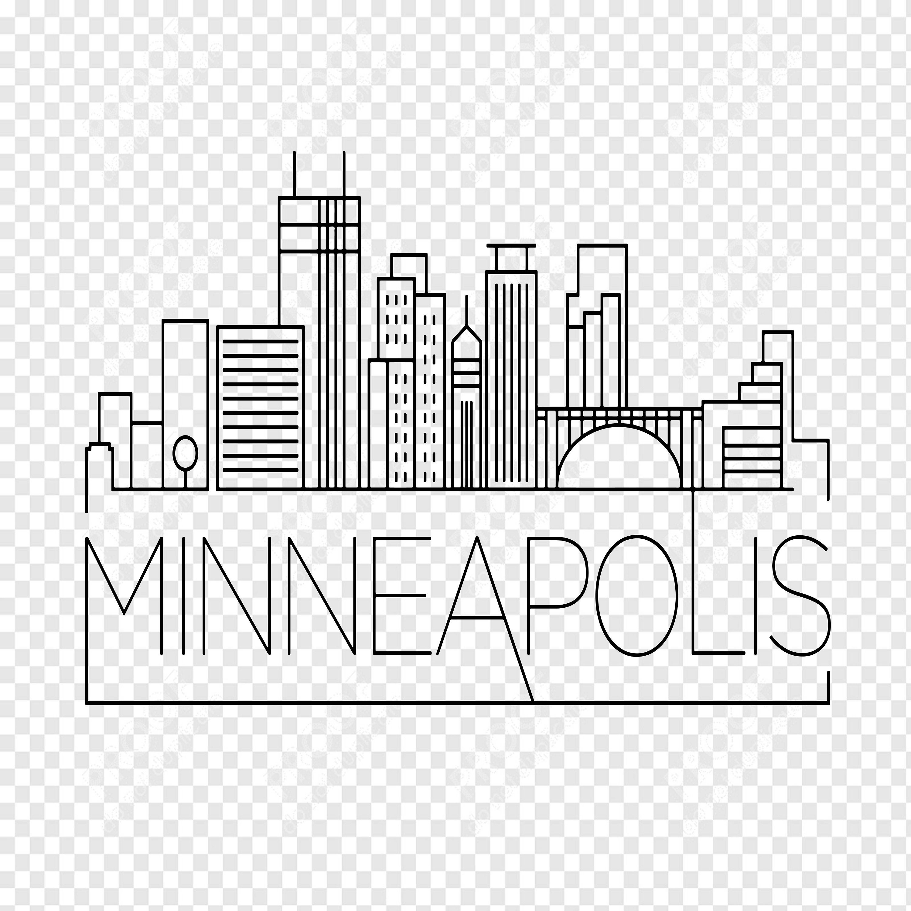 Minneapolis Skyline Minneapolis SVG Silhouette Svg Dxf Png | Etsy