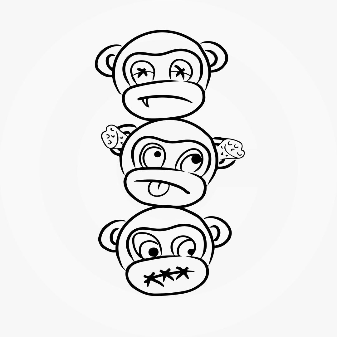 Three Wise Monkeys SVG, Three Monkeys SVG, Monkey SVG, Monkey Files for ...
