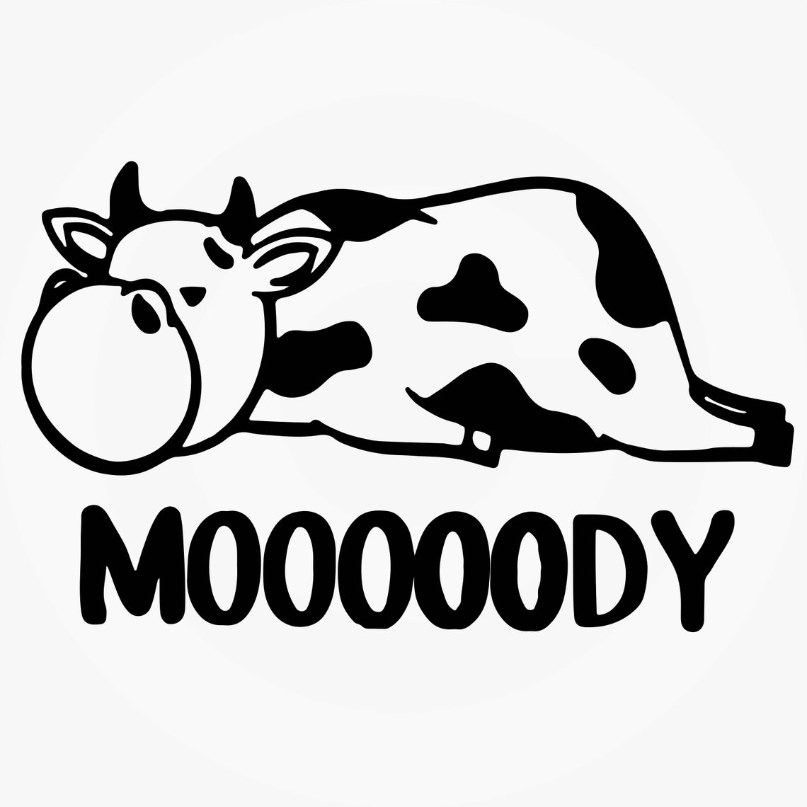 Moody Cow PNG Sleepy Cow Lazy Cow Farm Girl Cow Lovers - Etsy
