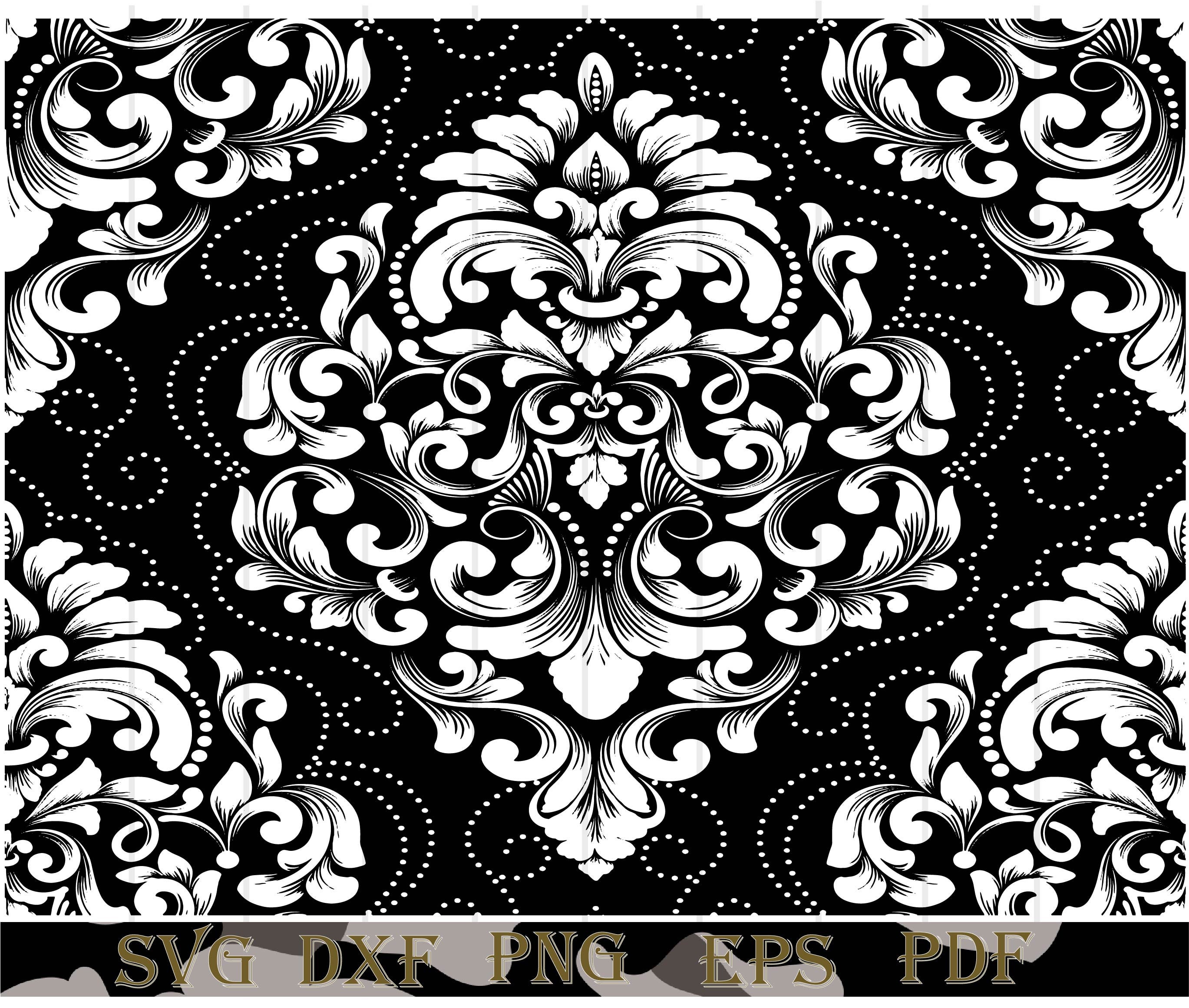 Damask Heart Floral Baroque SVG PNG beautiful damask svg | Etsy