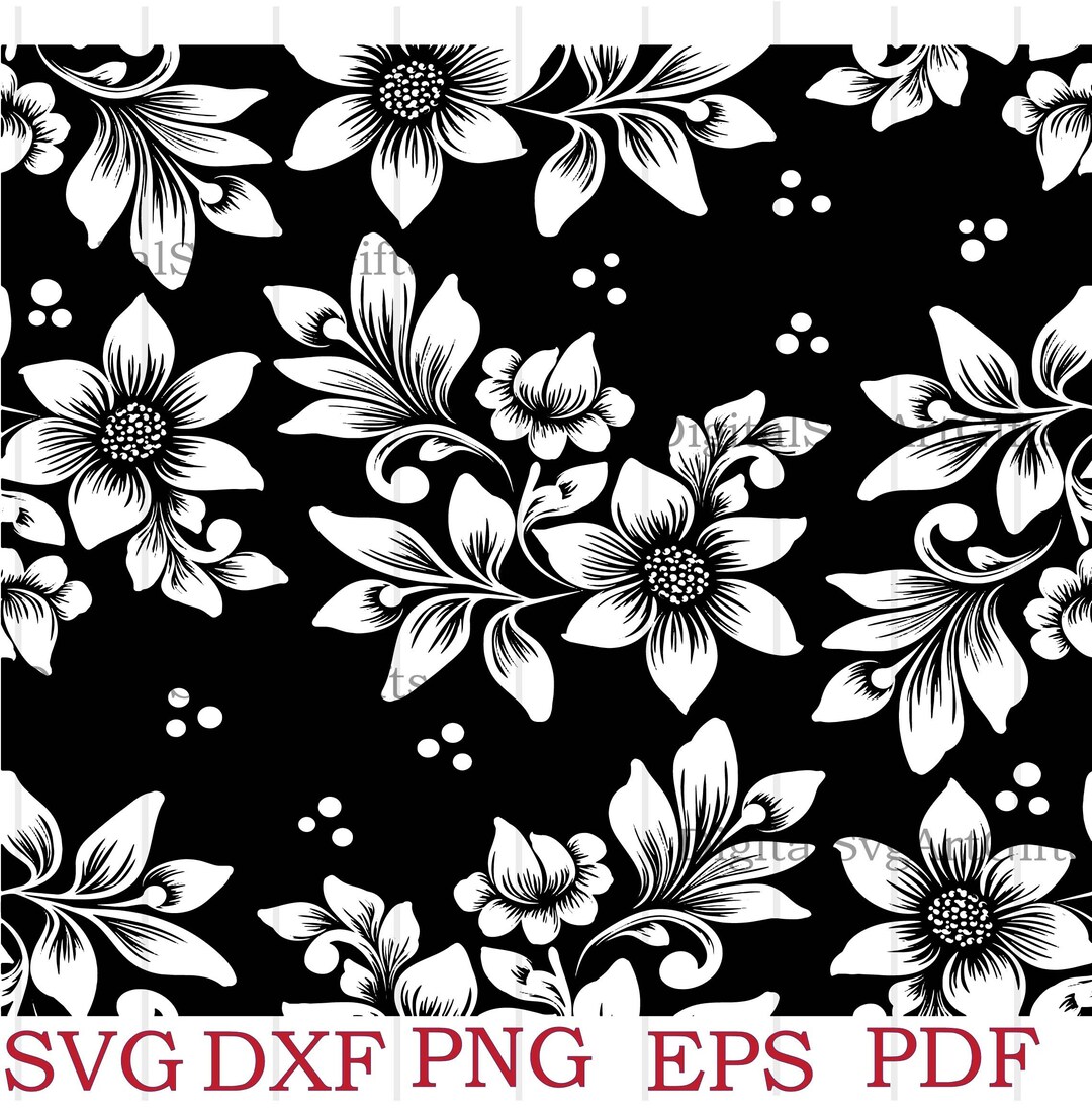 Damask Floral Pattern Svg, Western Floral Pattern Cut File, Svg, Dxf ...