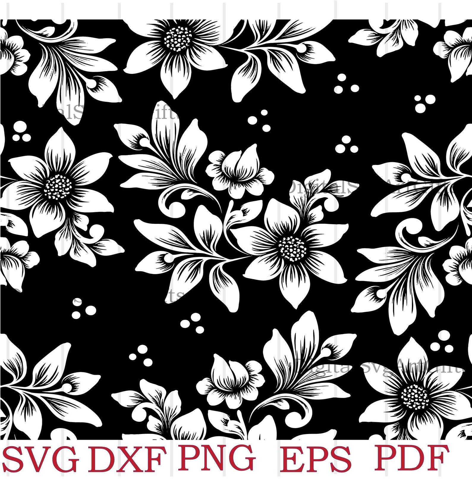Damask Floral Pattern Svg Western Floral Pattern Cut File | Etsy