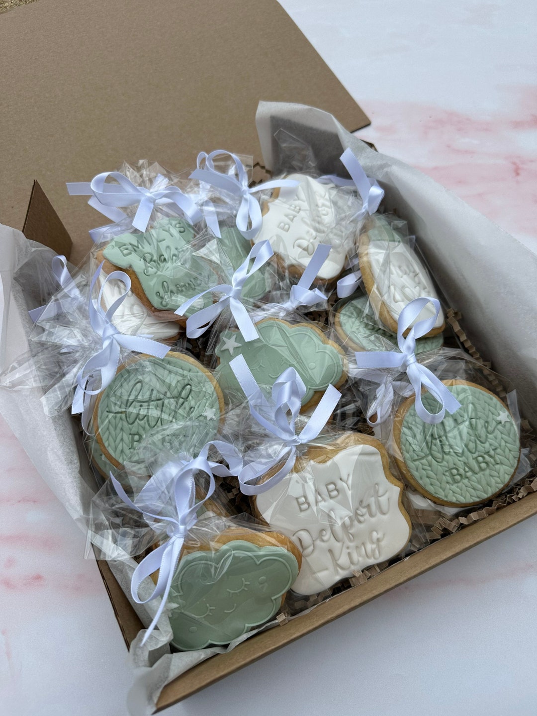 Sage Baby Shower Biscuits - Boy Shower Cookies - Gender Reveal ...