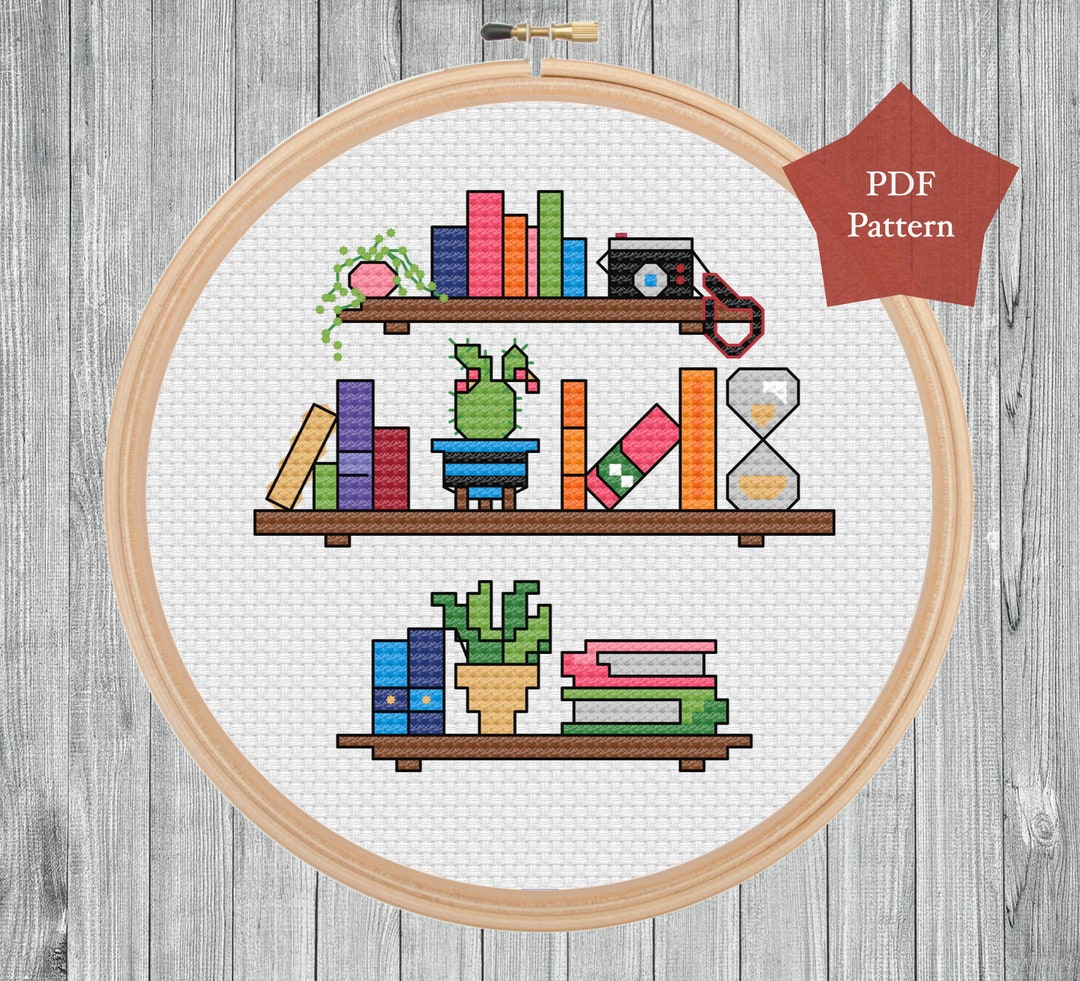 Bookshelf Cross Stitch PDF Pattern - Etsy
