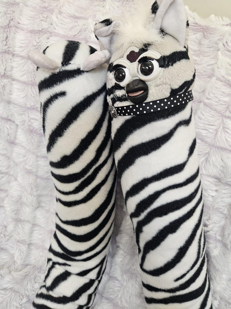 Handmade Zebra Long Furby - 5 Feet 4 Inches Custom Oddbody Made W ...