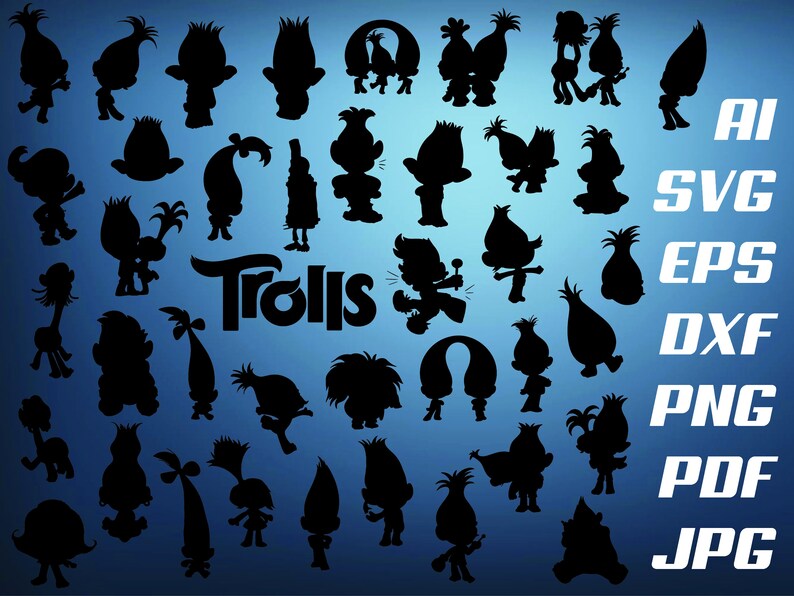 40 Trolls Svg Poppy Branch Peppy Fuzzbert Chef Silhouette | Etsy