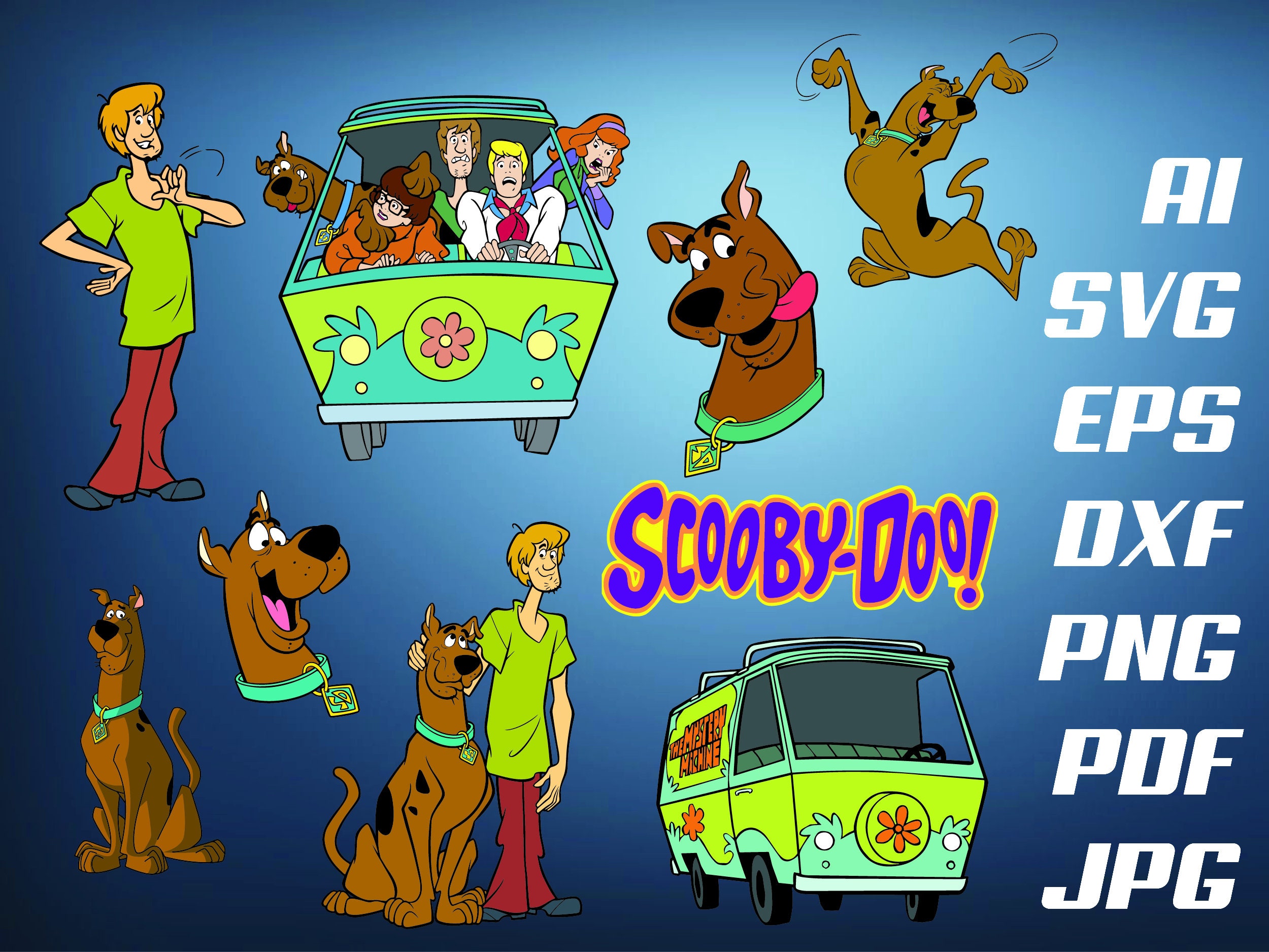 Scooby Doo Cricut Clipart Svg Retro Car Bundle Kit Instant - Etsy UK