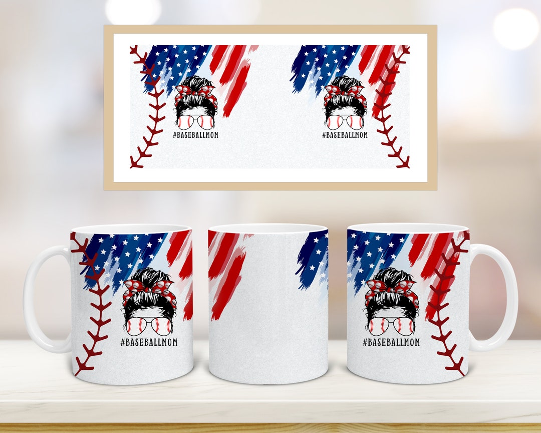 Baseball Mom American Flag Mug Sublimation Template Mug Sublimation ...